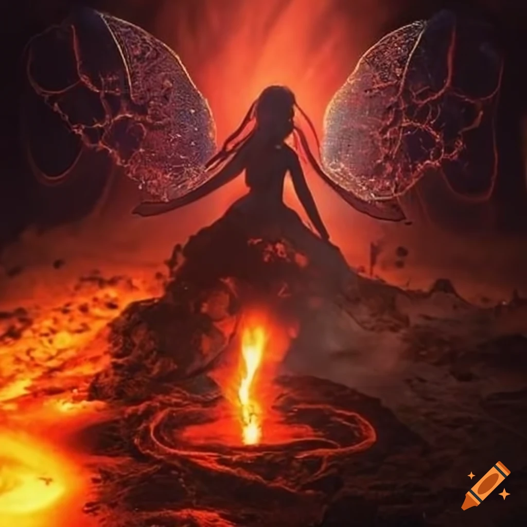 Fire fairy in a lava tube on Craiyon