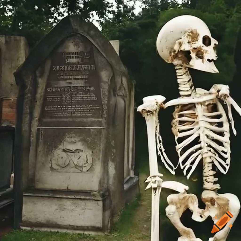 Skeletons enjoying social life with Italian culture in a cemetery ...