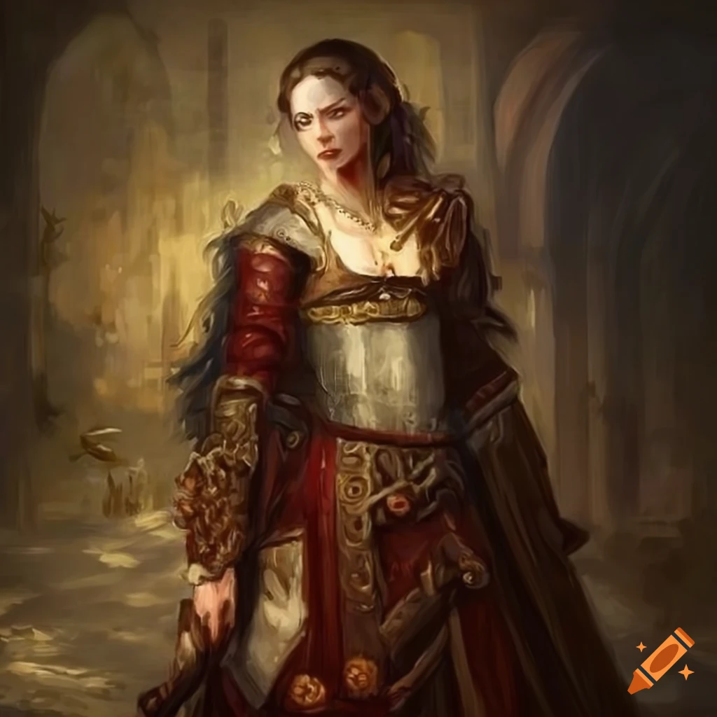 Medieval fantasy characters in detailed oil painting under brilliant ...