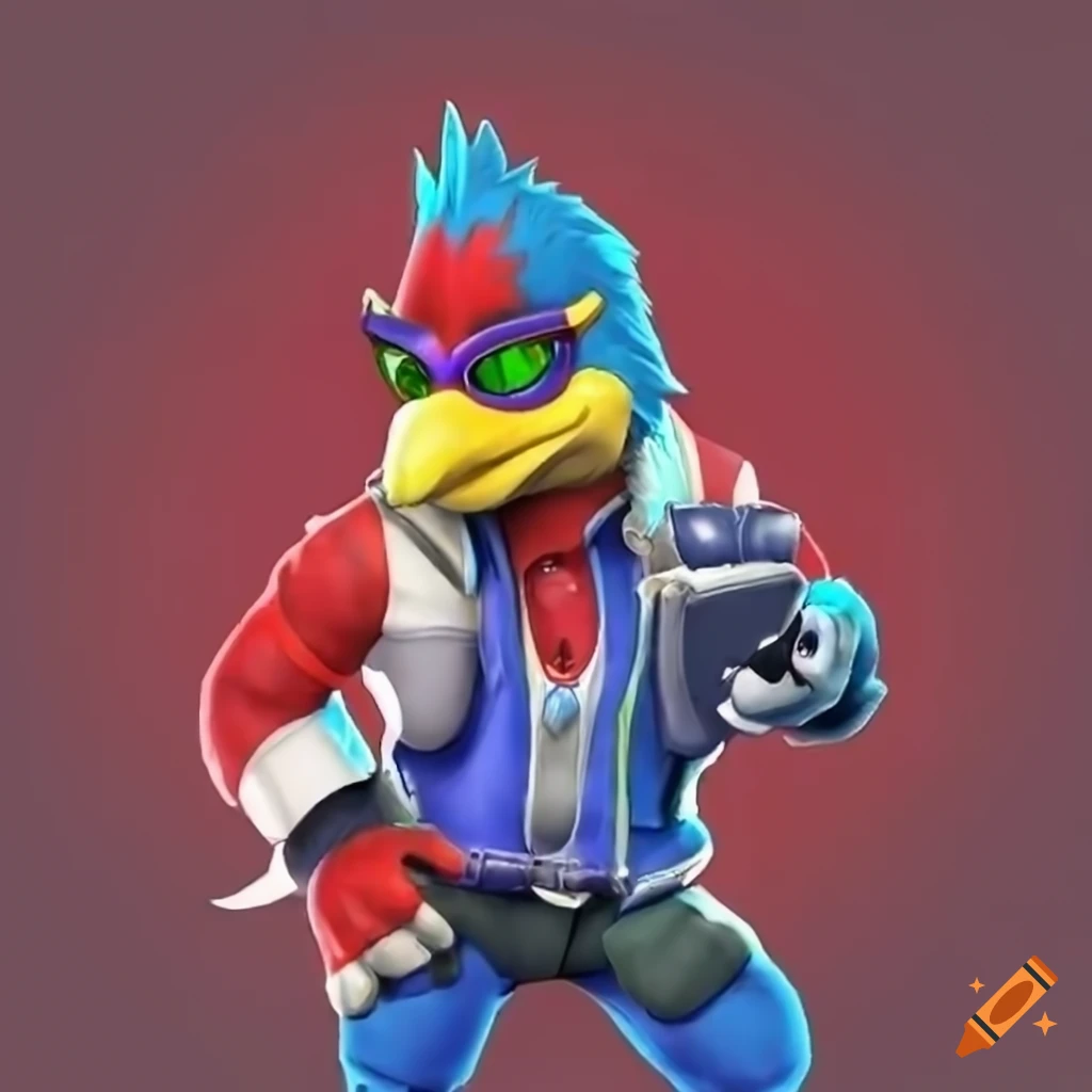 Starfox's Falco Lombardi wearing sunglasses and Mario hat on Craiyon