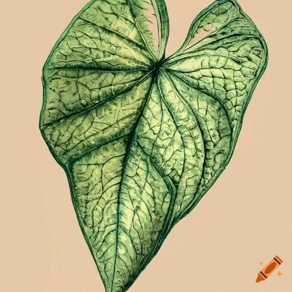 Vintage botanical illustration of Syngonium podophyllum plant in 18th ...