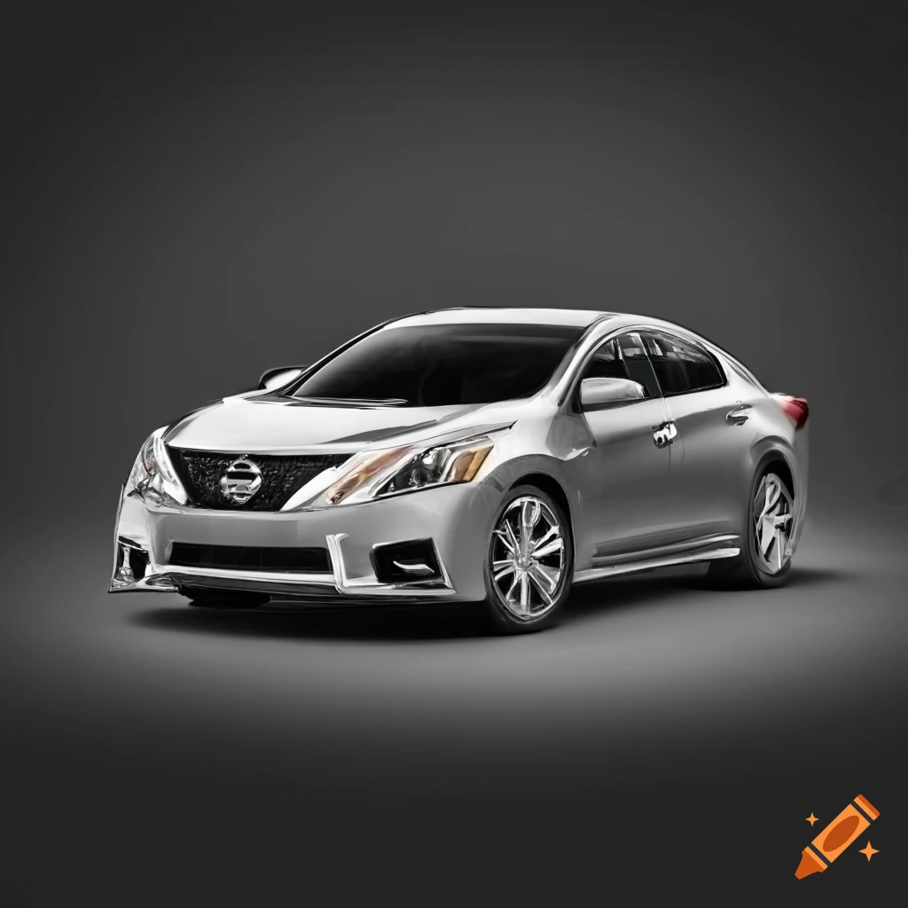 Realistic silver 2013 nissan altima model s side profile on black ...
