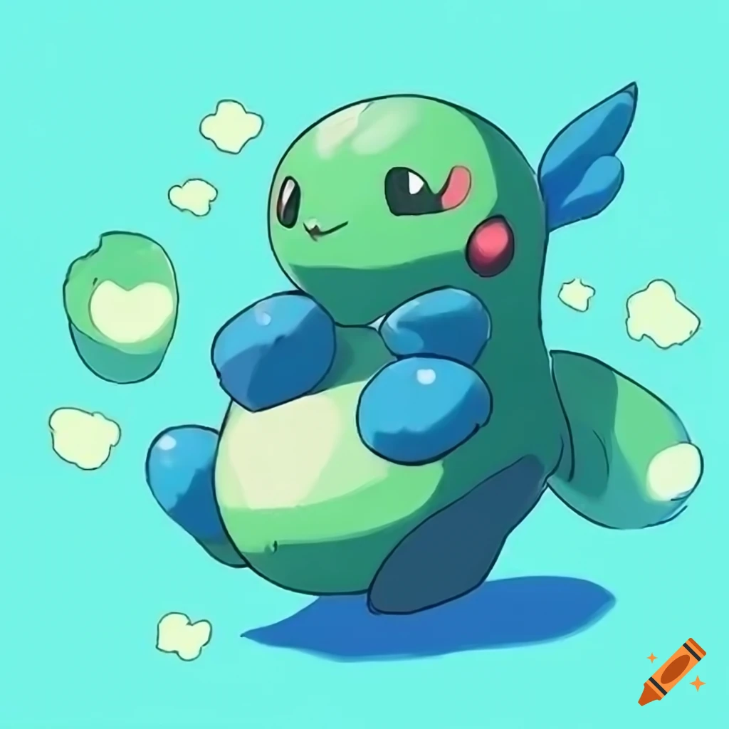 Cute water and grass type Pokémon on Craiyon