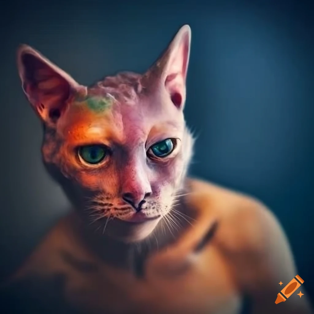 Mutant cat-human inspired by marc chagall on Craiyon