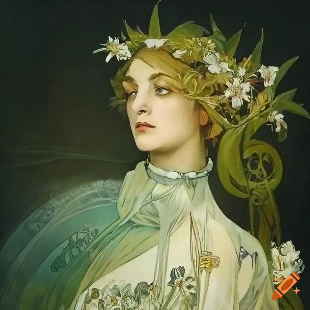 Beautiful and stunning botanical art inspired by Alphonse Mucha, Norman ...