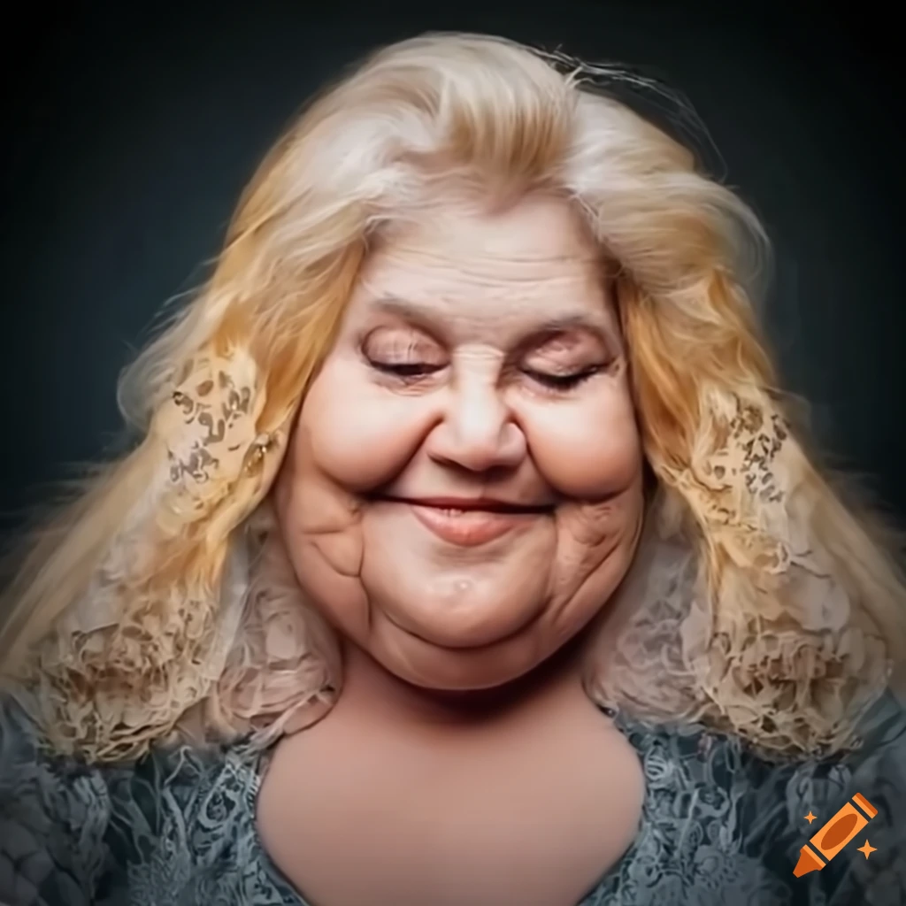 Smiling elderly woman with big cheeks on Craiyon