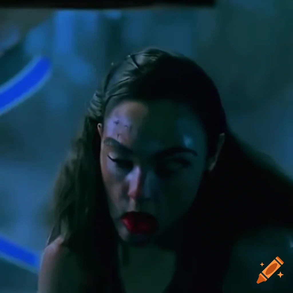 Expressive closeup of a dizzied and bruised female fist fighter from an ...