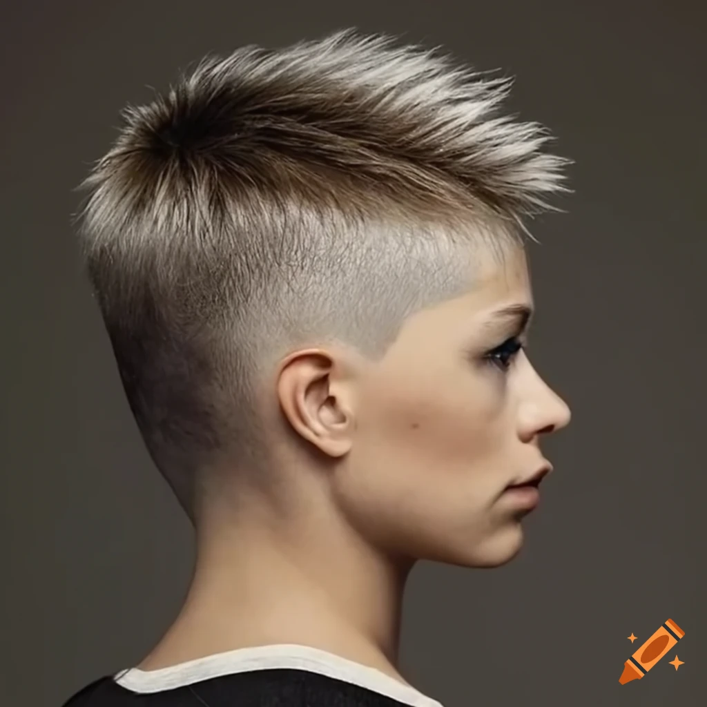 Edgy short mullet haircut with graduated lengths on Craiyon