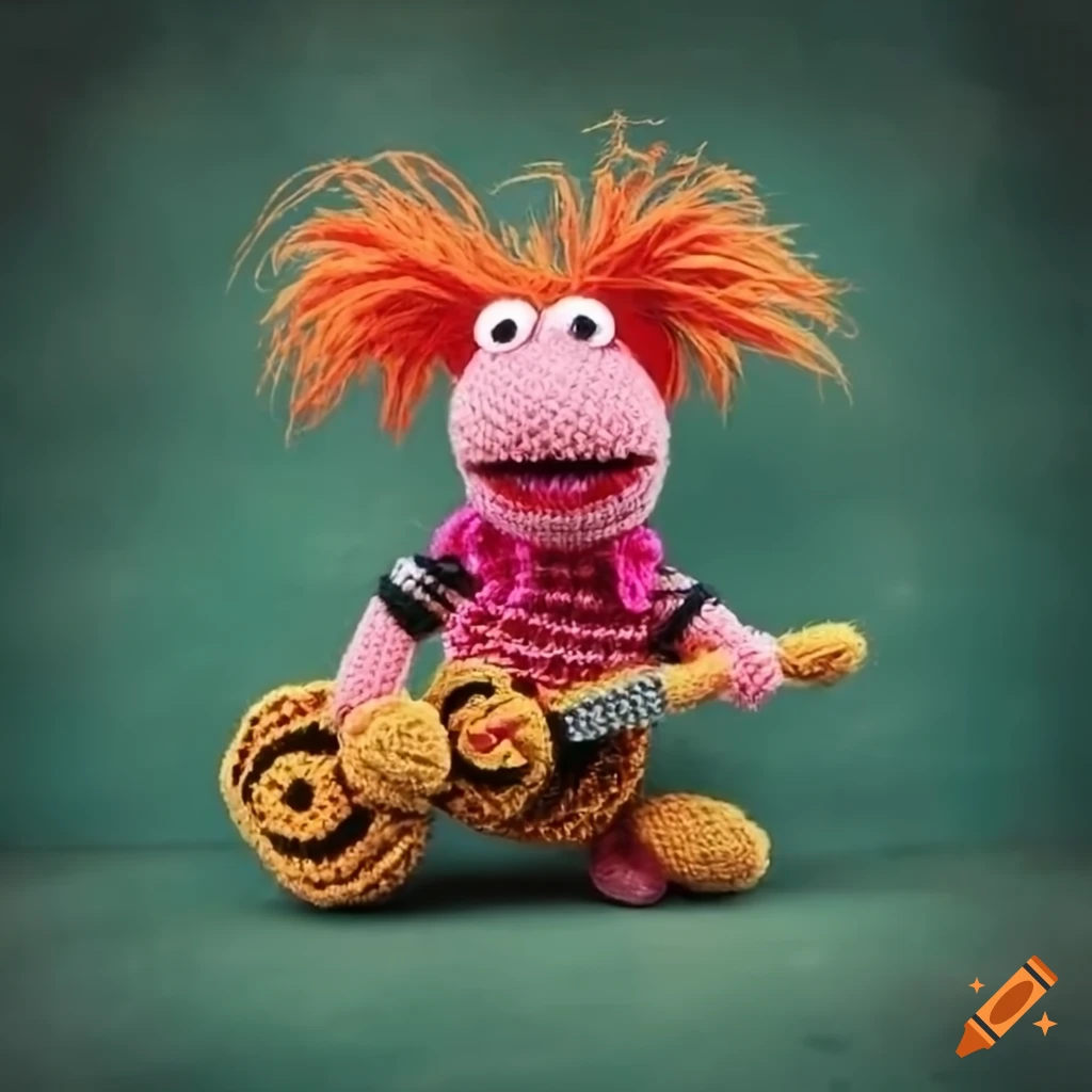 Fraggle rock muppets crochet plush rock band scene on Craiyon