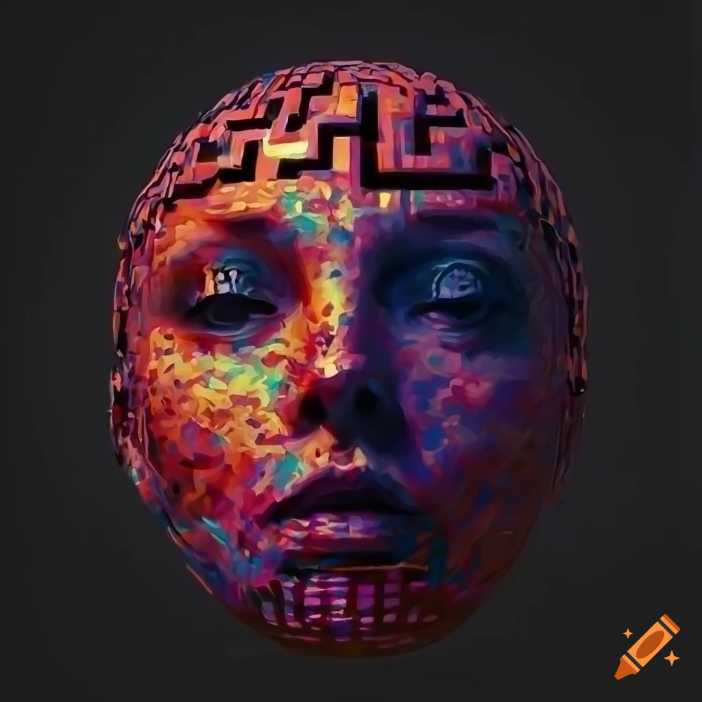 3D sphere maze in high contrast polychromatic acrylic style on Craiyon