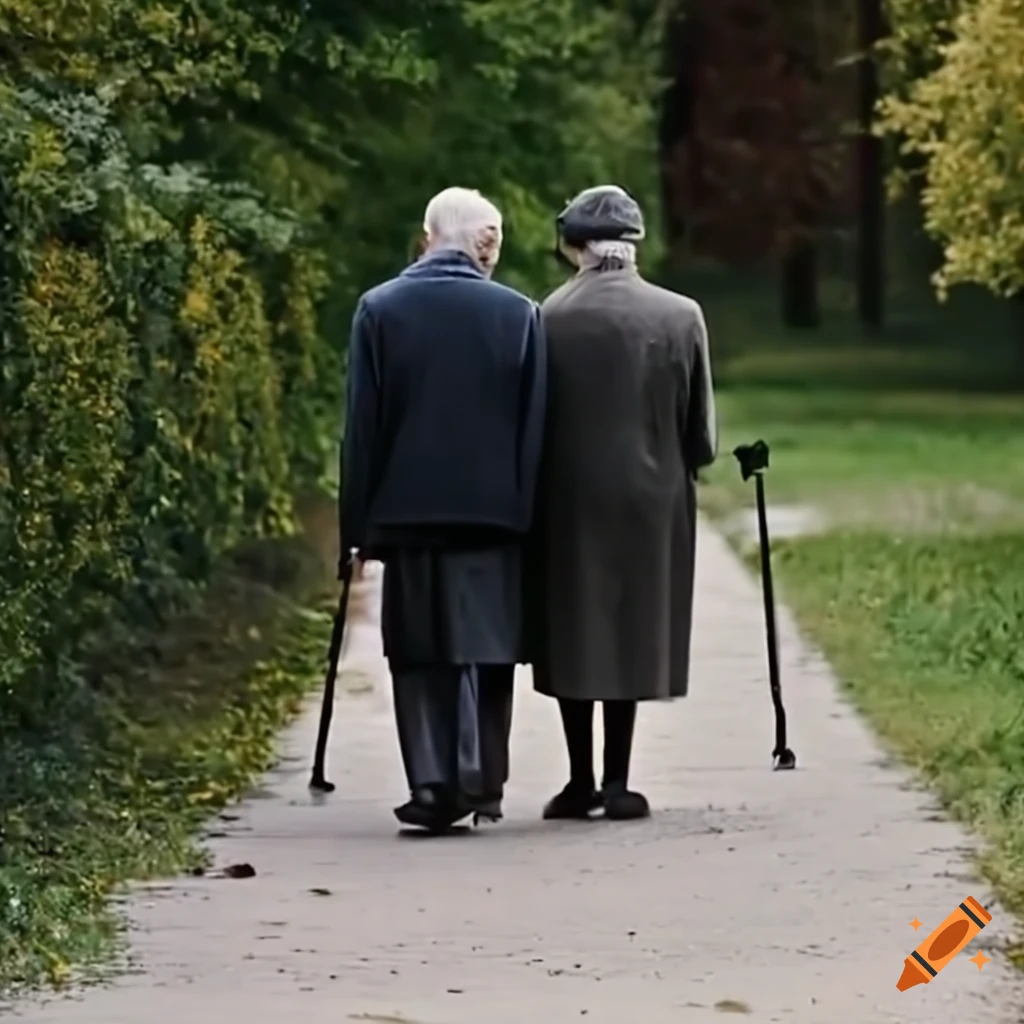 Elderly couple walking together on Craiyon