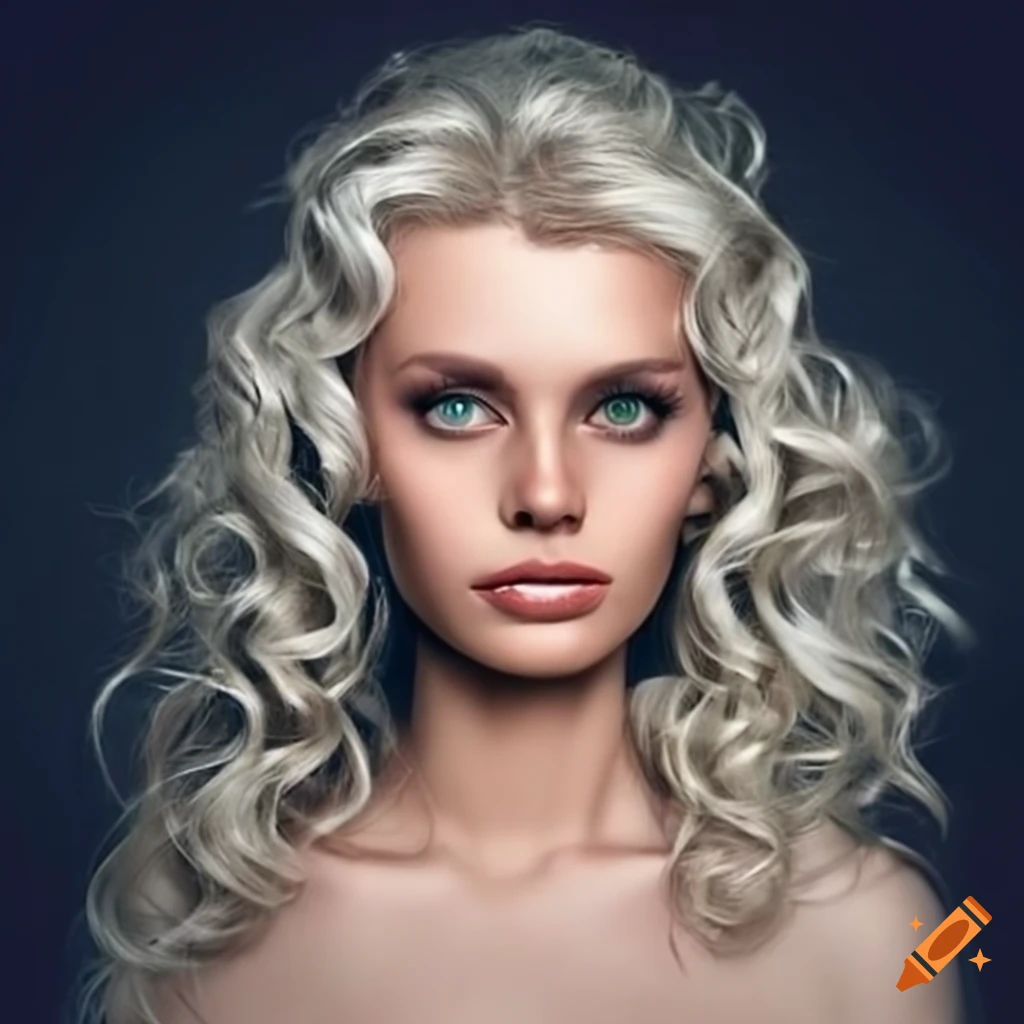 Woman with platinum blonde hair and elfish features on Craiyon