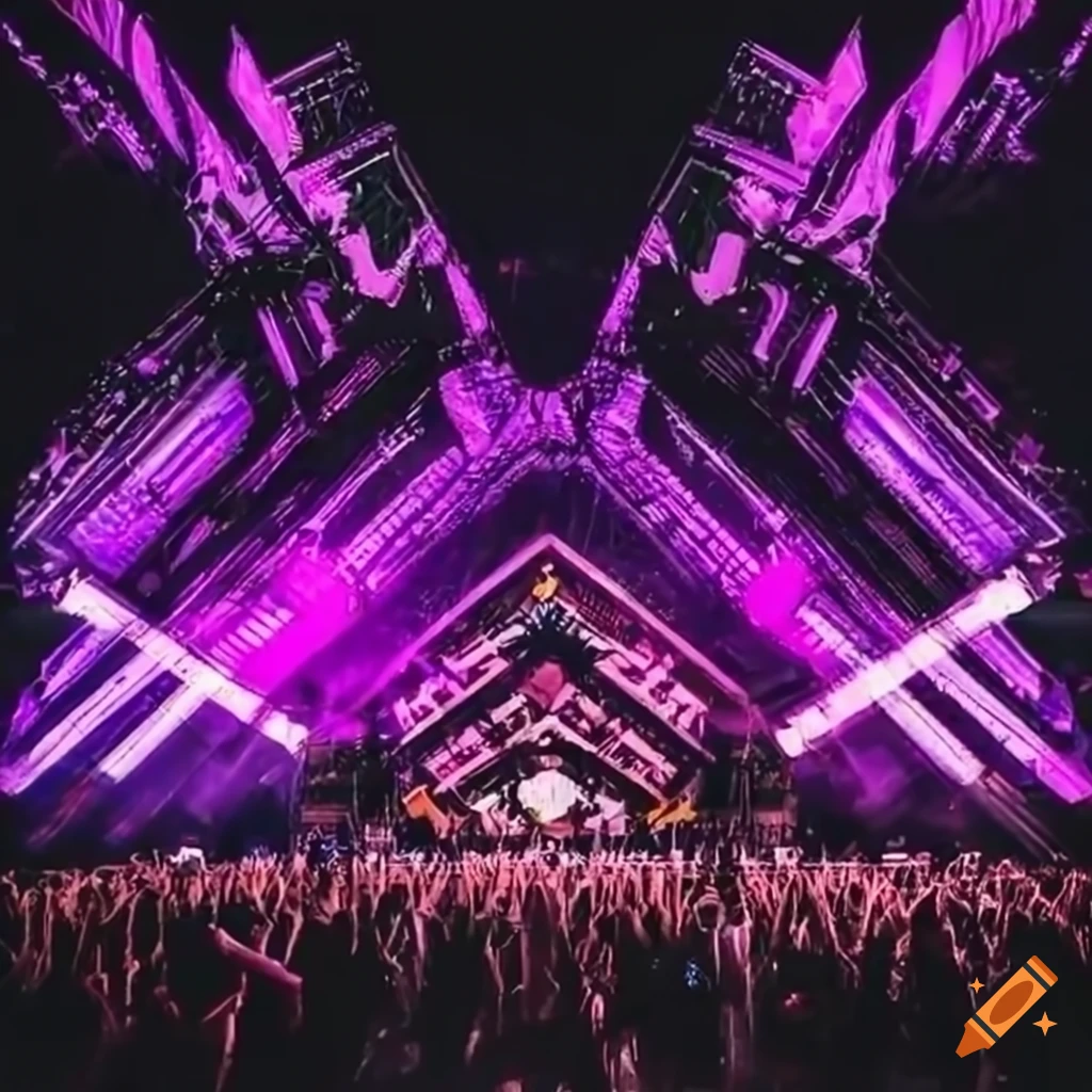 Intricately-designed futuristic stage for electronic music festival on ...