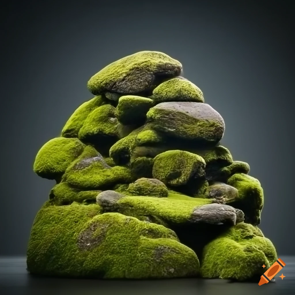 Moss-covered rocks on Craiyon