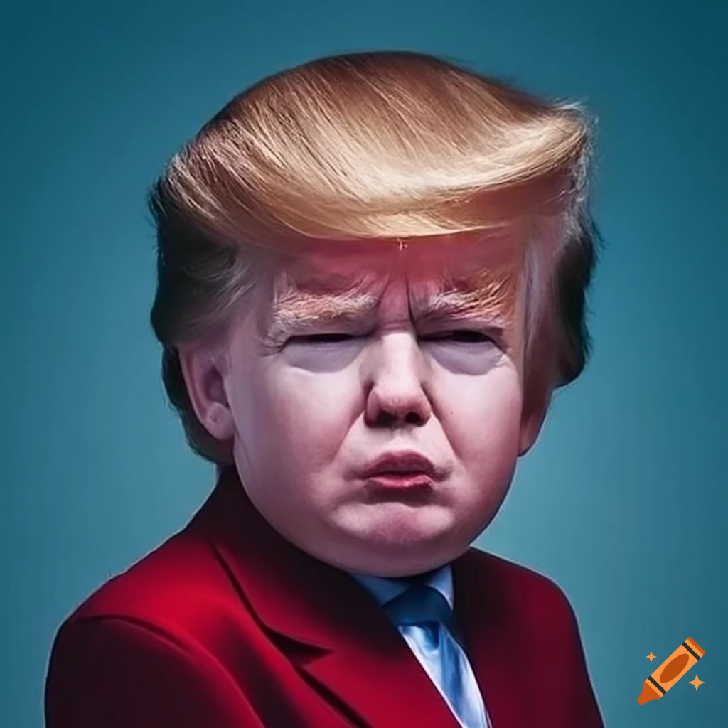 Crying toddler with Donald Trump in intricate gradient setting on Craiyon