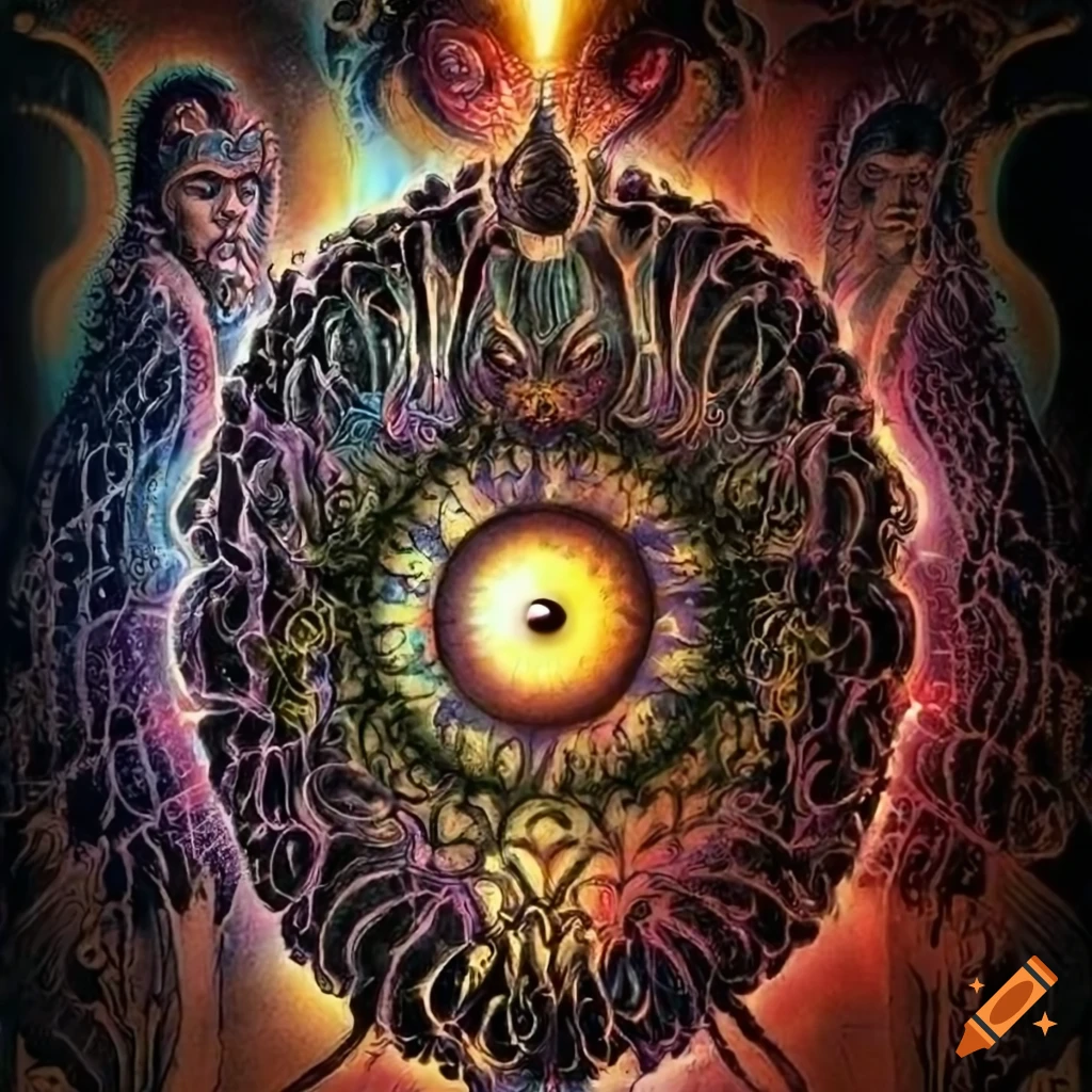 Mystical illustration of Ophanim in heavenly crossing on Craiyon