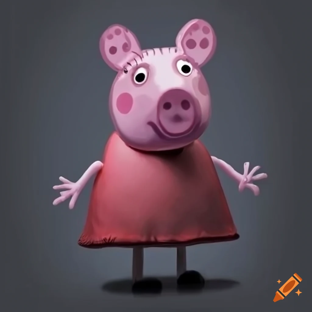 Tim burton style realistic peppa pig with a scary twist on Craiyon