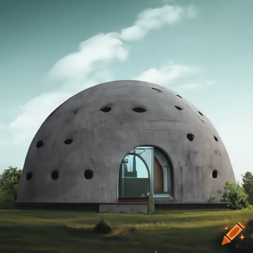 Concrete dome house with 32ft diameter on Craiyon