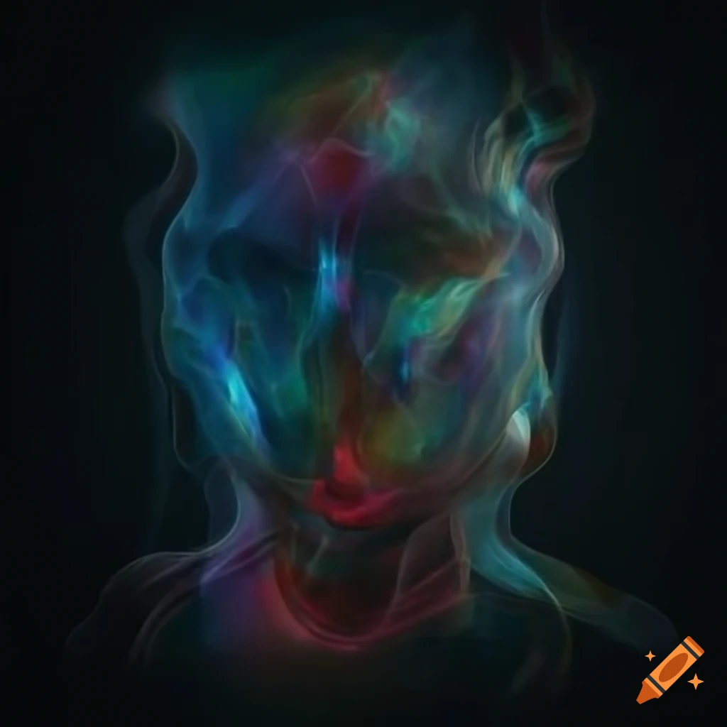 Abstract transparent watery canvas artwork depicting paranoia and ...