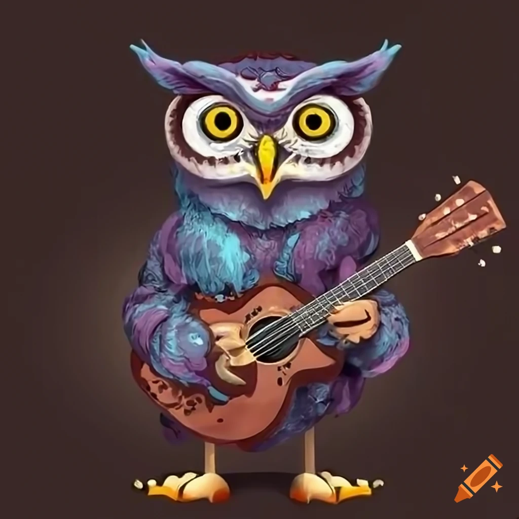Owl playing a guitar on Craiyon