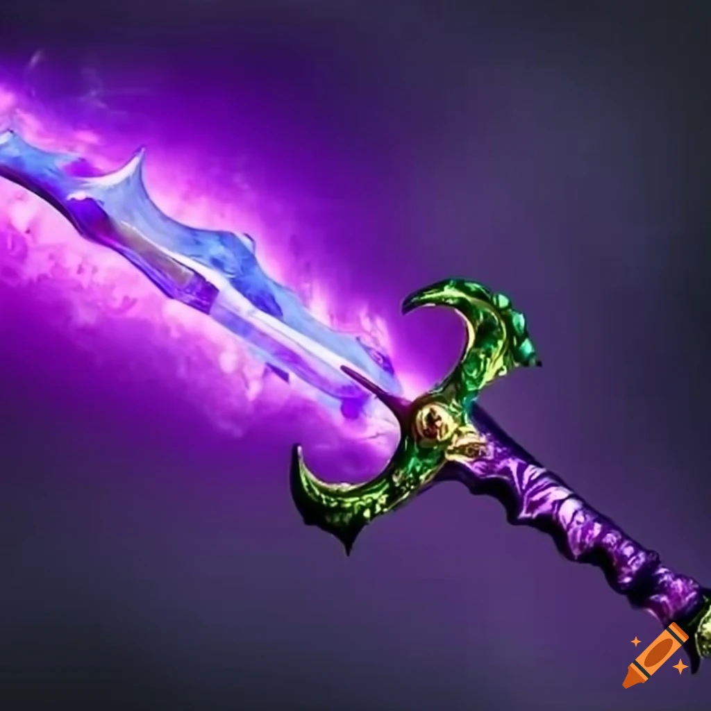 Sword with purple poison aura on Craiyon