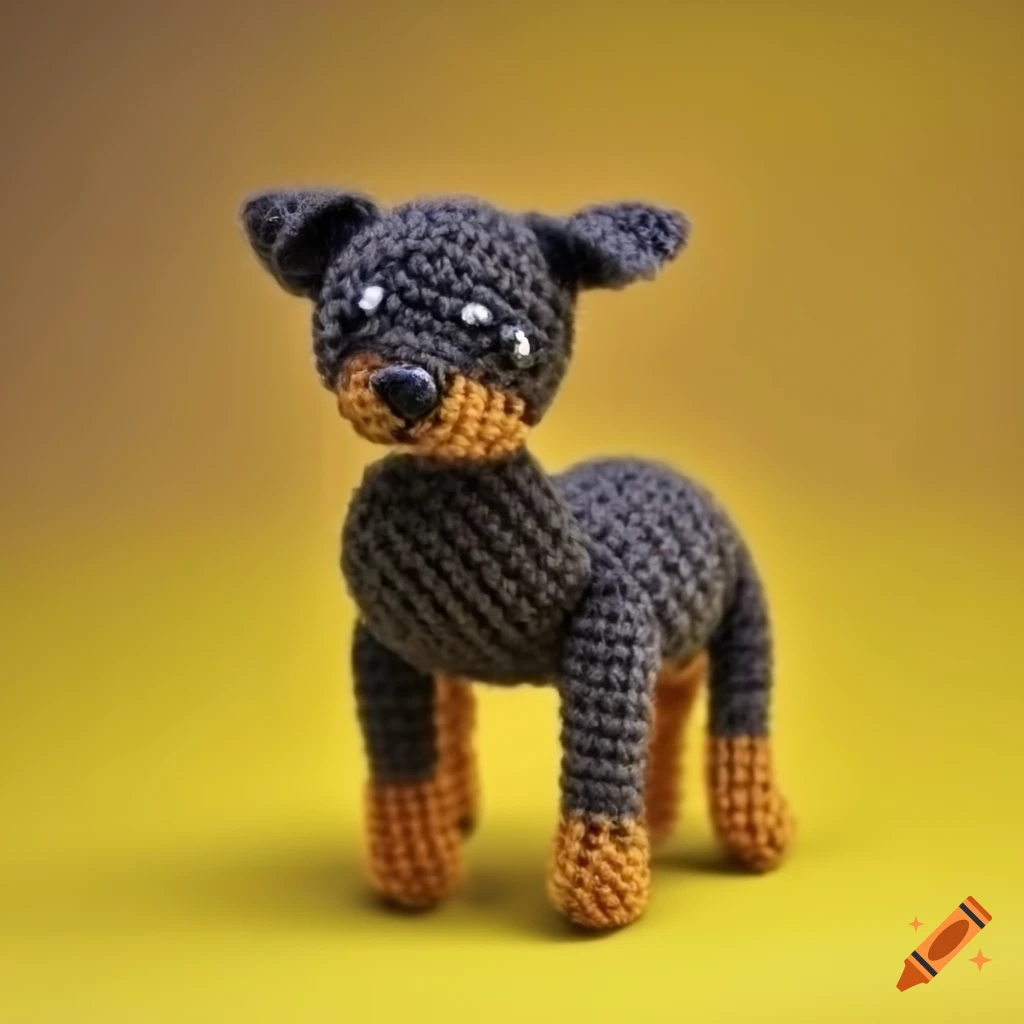 Miniature pinscher dog breed jumping amigurumi crochet plush toy on ...