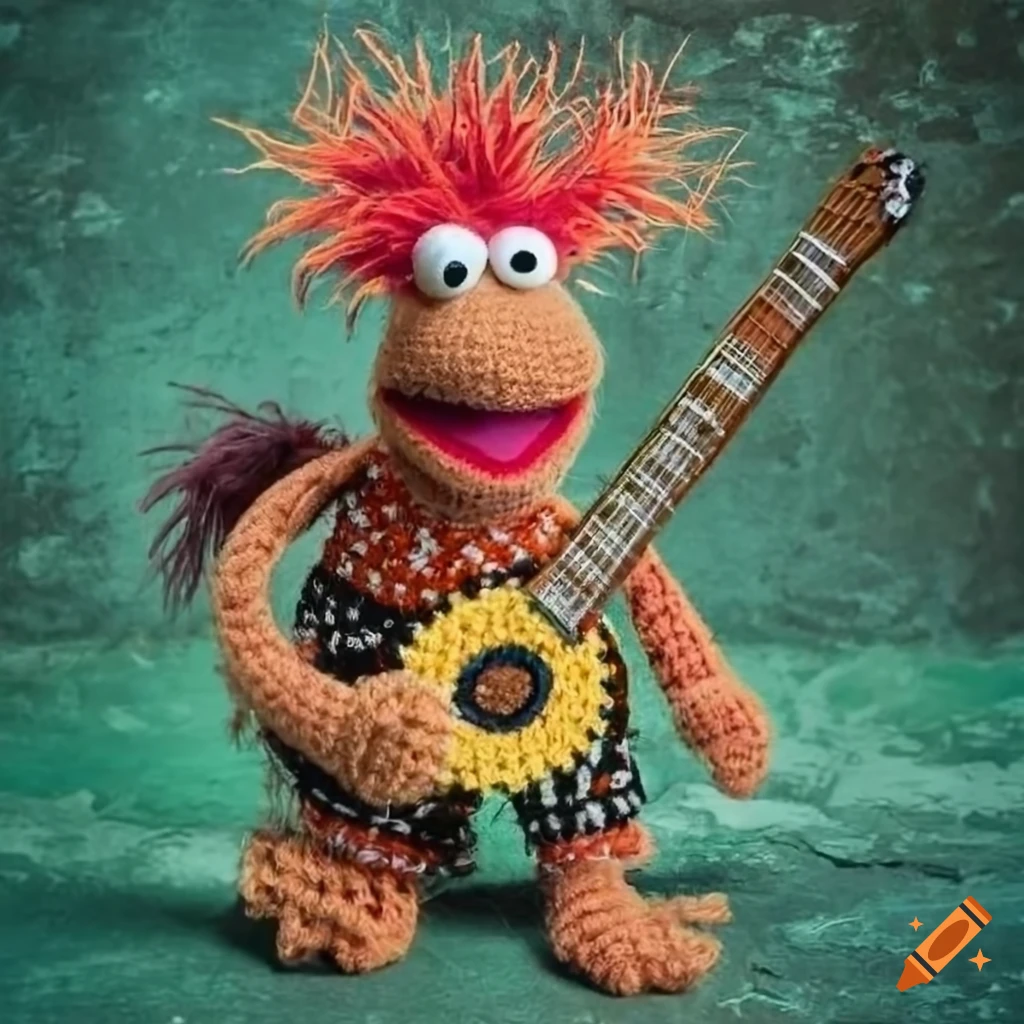 Fraggle rock muppets crochet plush having a music show on a green ...