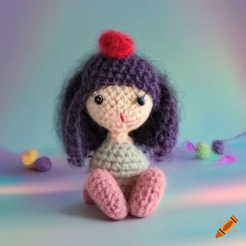 Felted Wool mystery doll typing messages in amigurumi style on Craiyon
