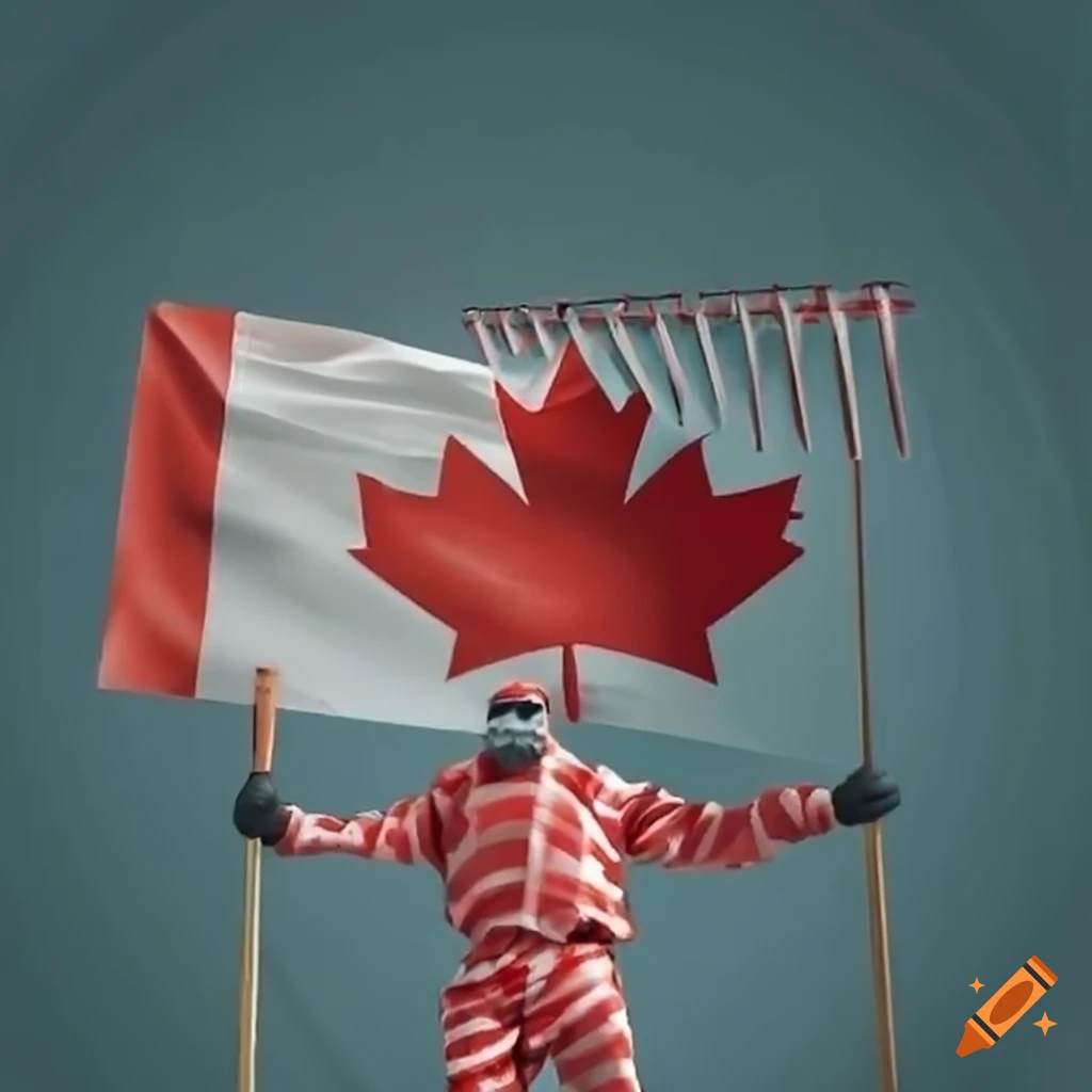 Rake with a prison jumpsuit and Canadian flag on Craiyon