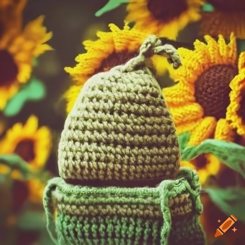 Amigurumi lemon bell in a sunflower field on Craiyon