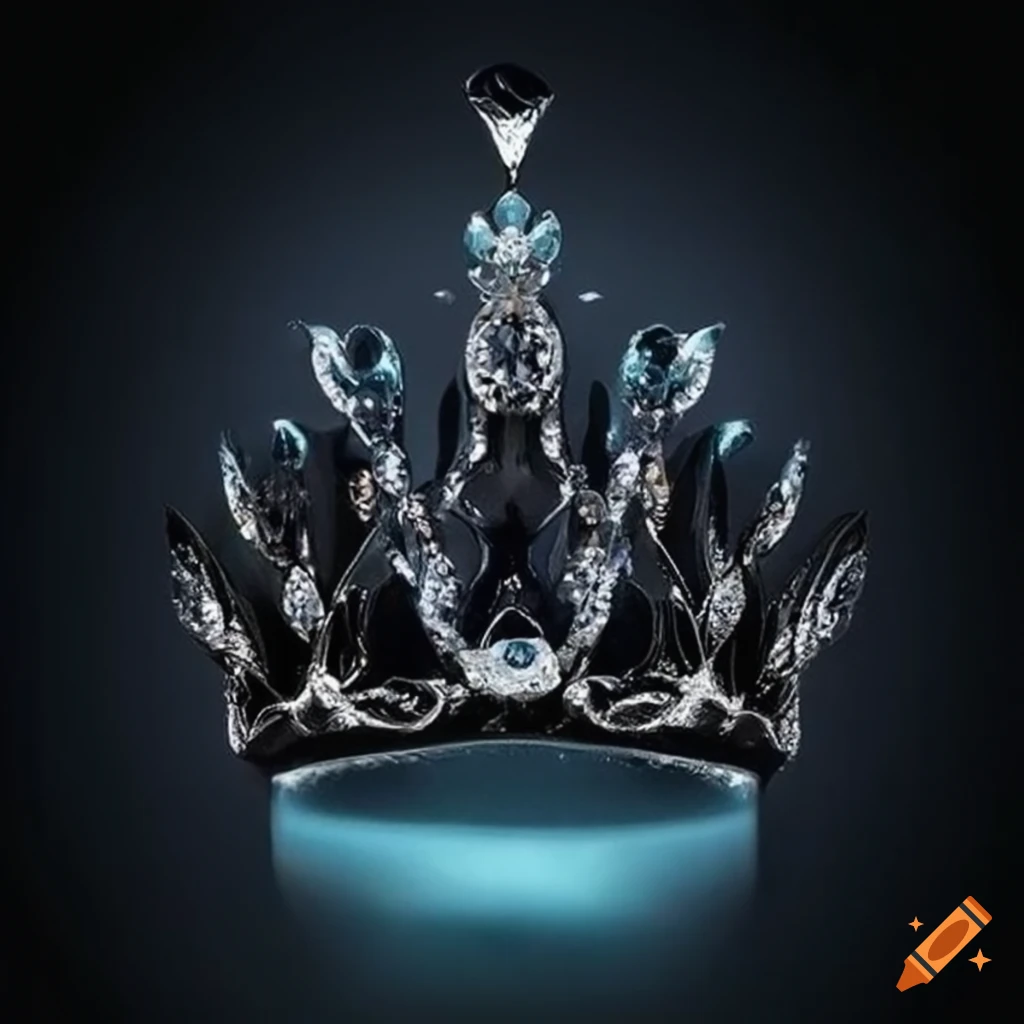 Intimidating, elegant, and beautiful black ice crown on Craiyon