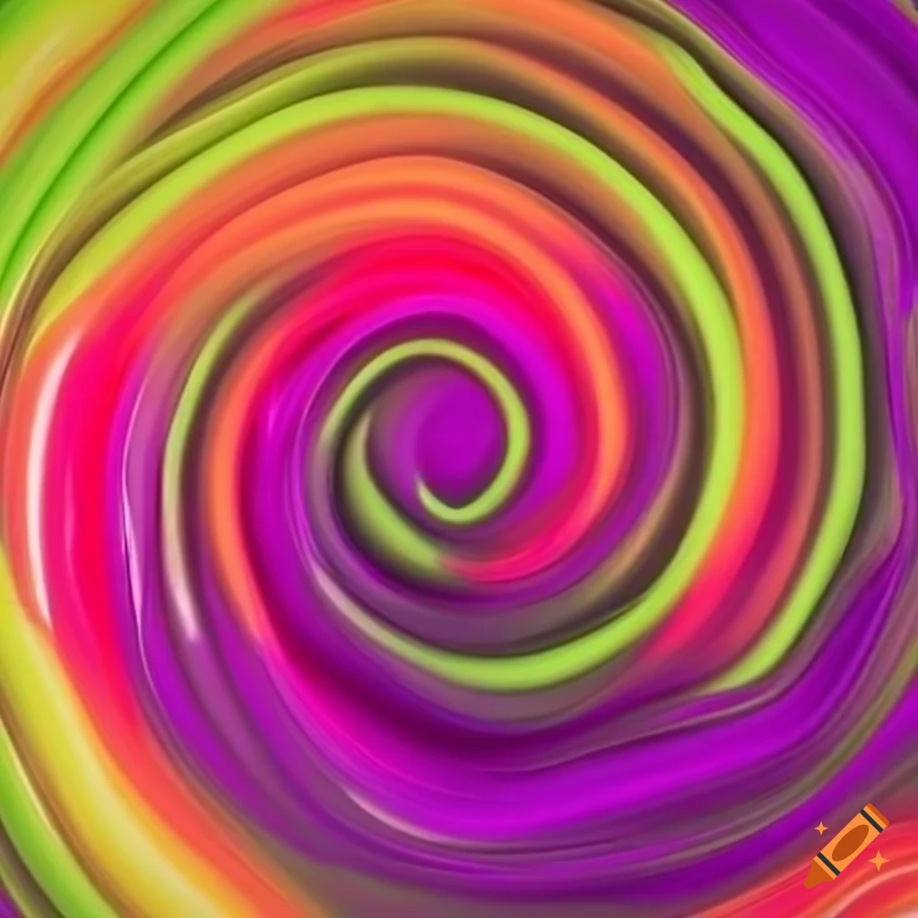 Fluorescent yellow licorice wheel swirl on pink background on Craiyon