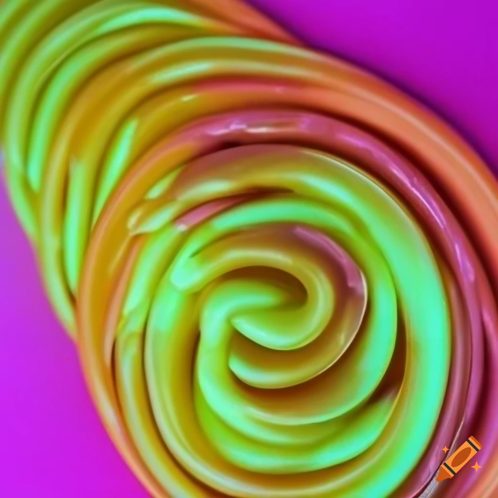 Fluorescent yellow licorice wheel swirl on pink background on Craiyon