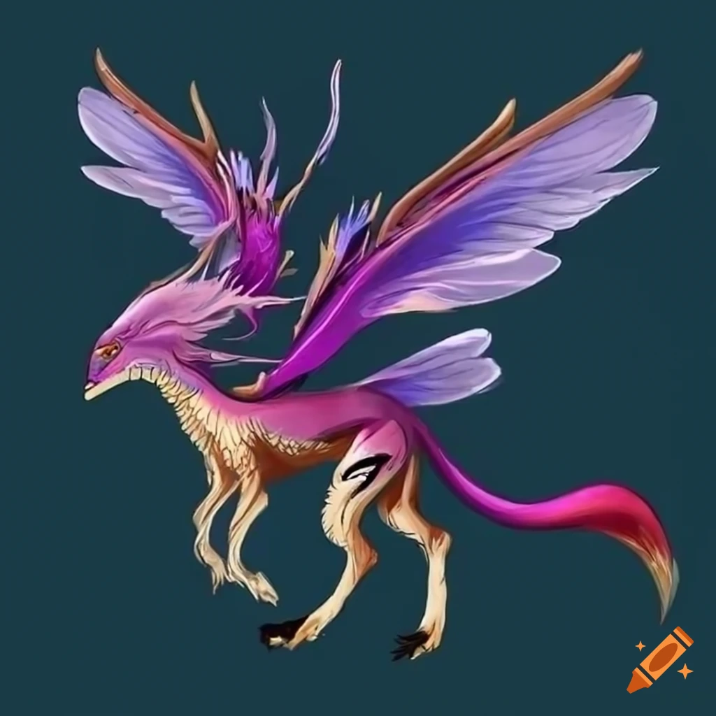 Unique and graceful mythical hybrid creature with expressive eyes and a ...