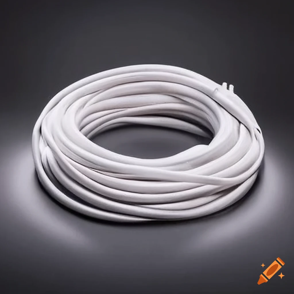 2 core white insulated extension cord cable roll on Craiyon