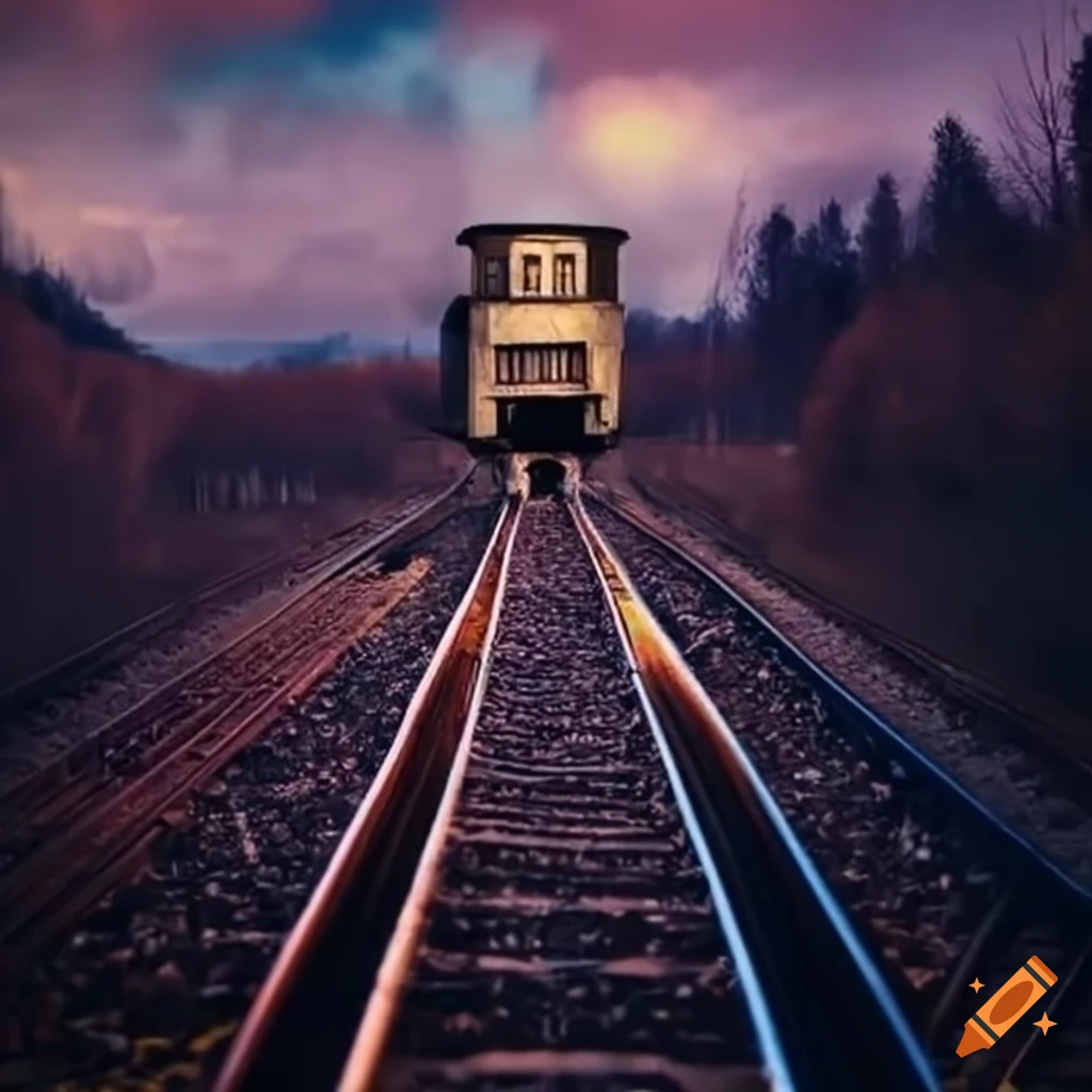 House on a train track on Craiyon