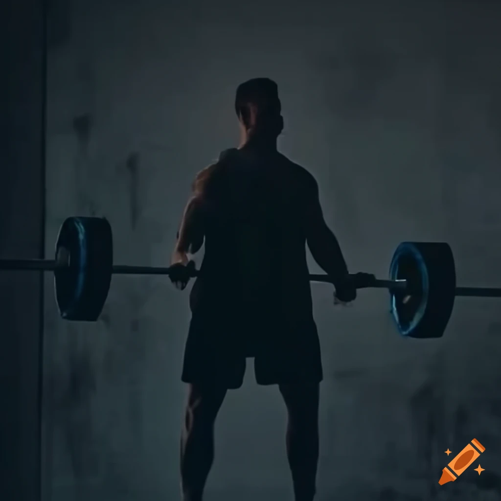 Focused man's weightlifting shadow in a CrossFit gym on Craiyon