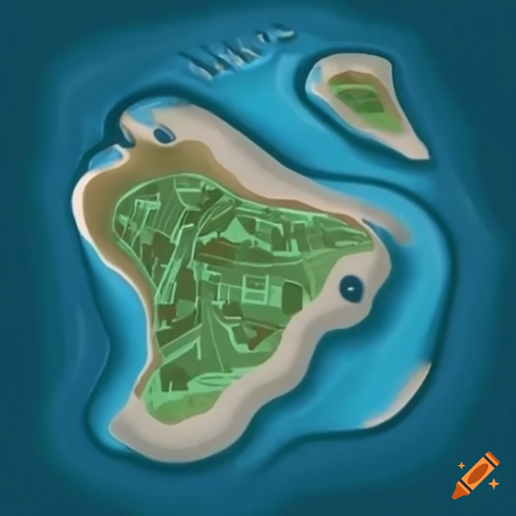 Map of a city on an icelandic island in the year 2060 on Craiyon