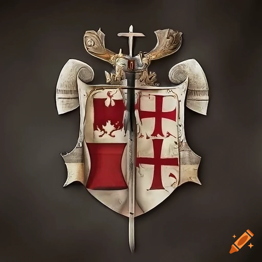 Medieval Templar knights coat of arms shield and crest on Craiyon