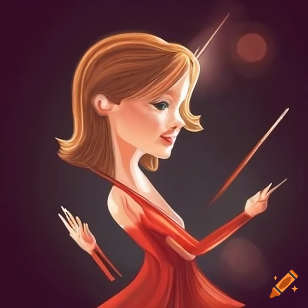 Female conductor leading an orchestra on Craiyon