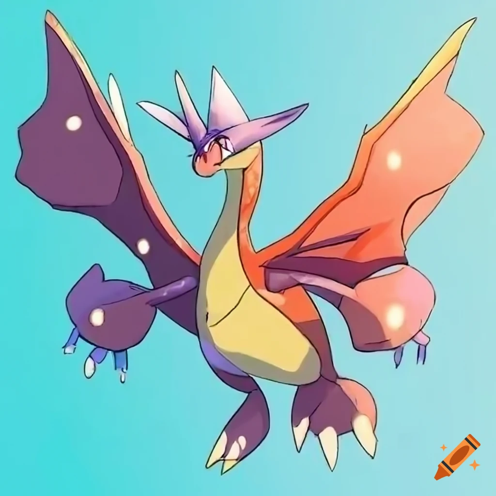 Fire and water type dragon pokemon with wings in pokemon animation ...