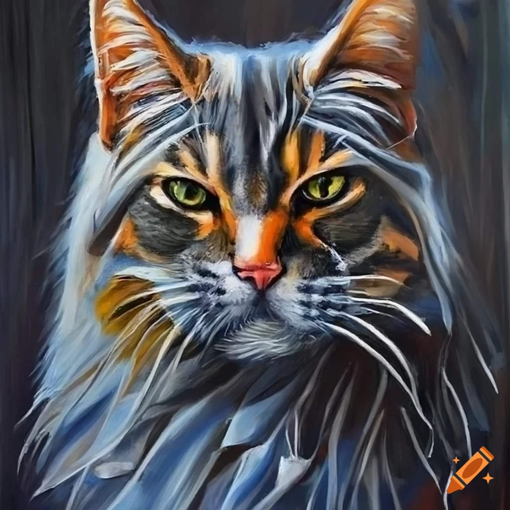 Wild fierce feral cat in an oil painting on Craiyon