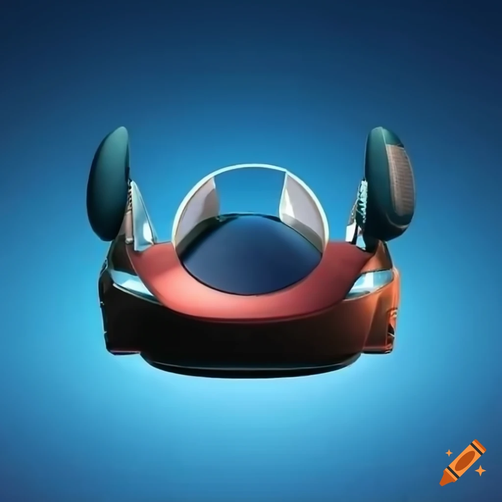 Futuristic eco-friendly car flying through the sky on Craiyon