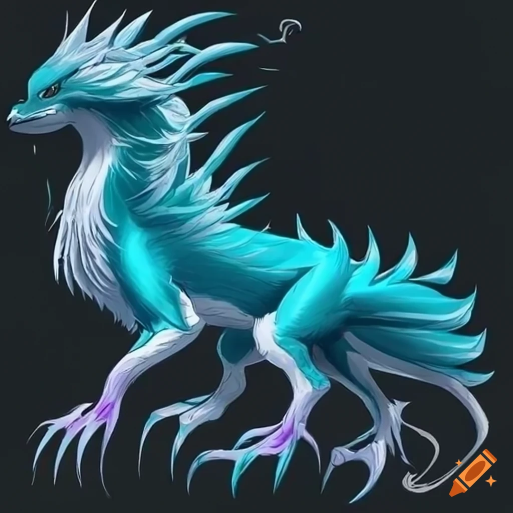 Unique elegant mythical hybrid creature with expressive eyes and long ...