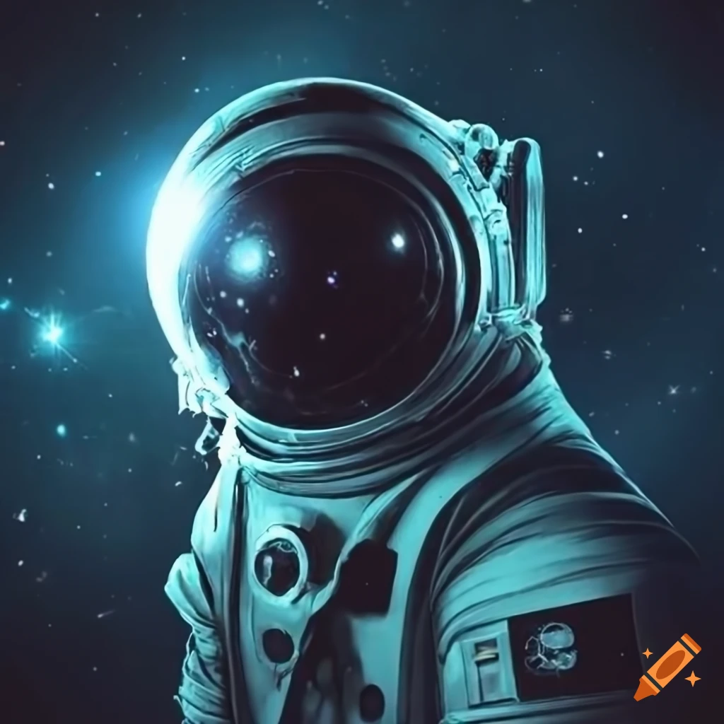 Astronaut in rocket pilot room with stars shining on helmets on Craiyon