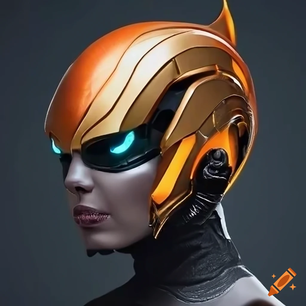 Sci-fi futuristic superhero battle helmet with phoenix-inspired design ...