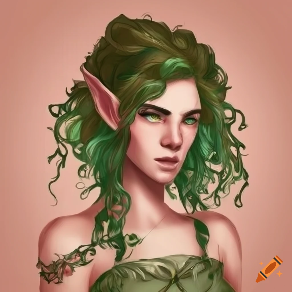Half elf with long dogwood bark colored hair and pale olive skin ...
