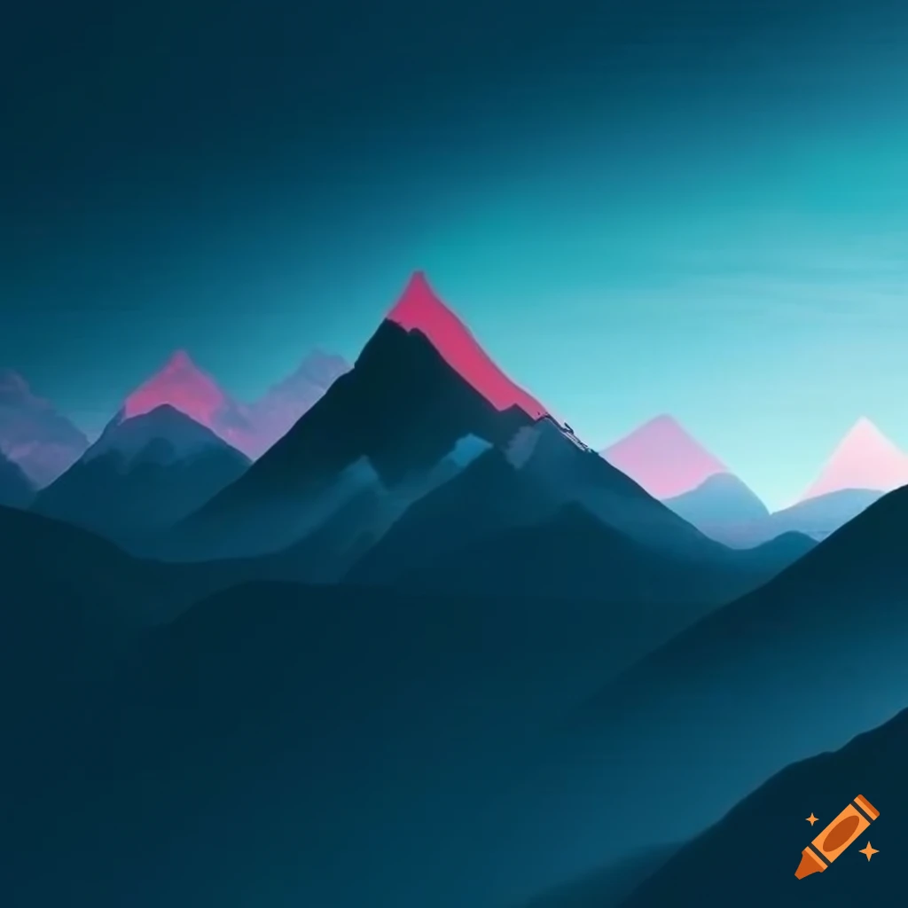 Graphic design wallpaper featuring mountains on Craiyon