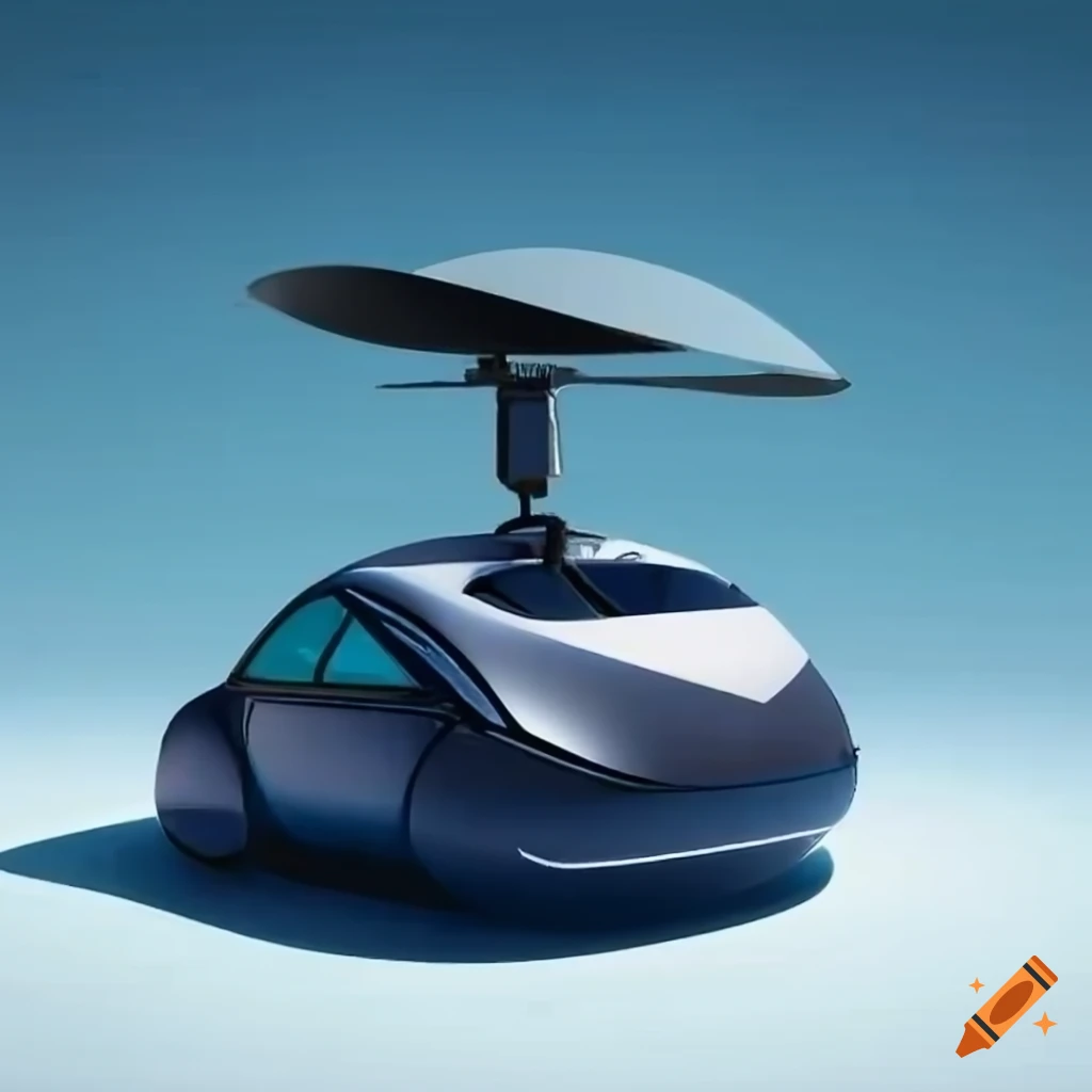 Futuristic eco-friendly car flying through the sky on Craiyon