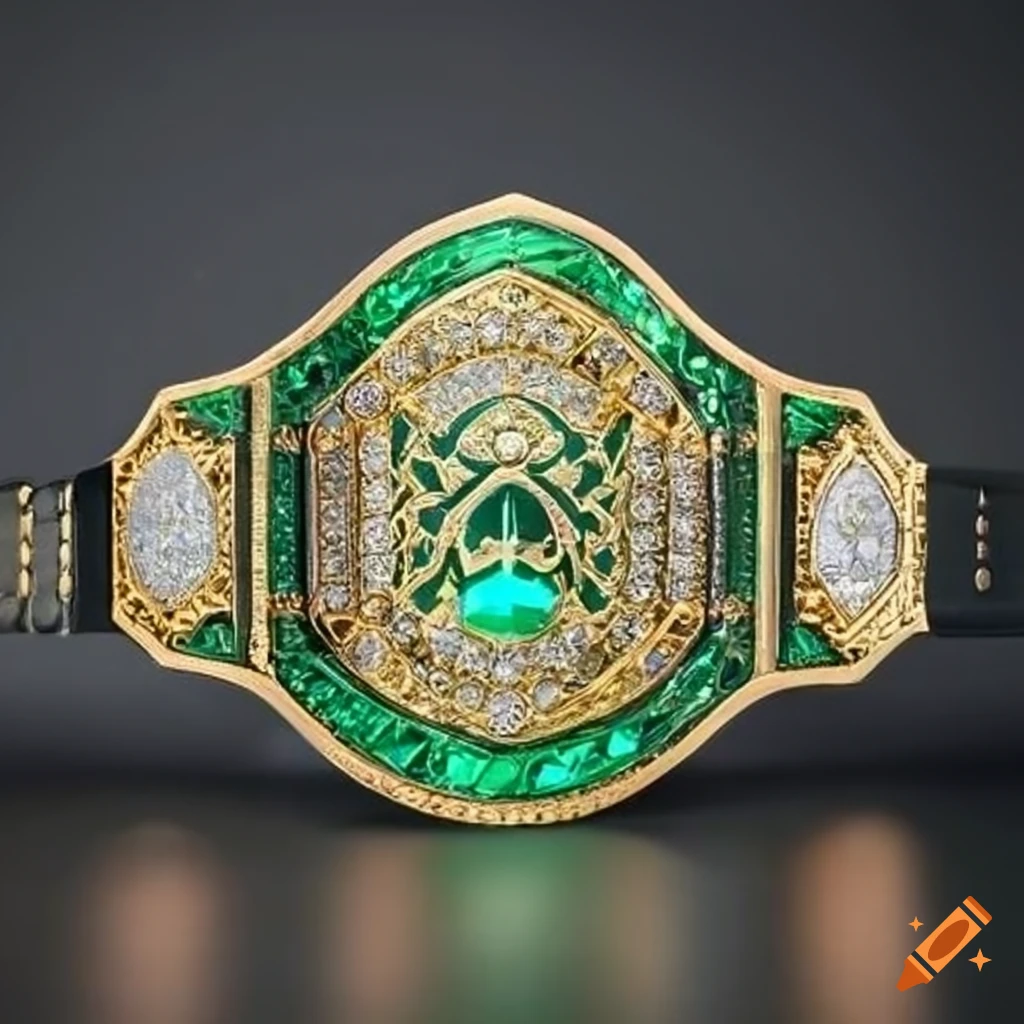 World universal undisputed championship belt with gold, green, diamond ...